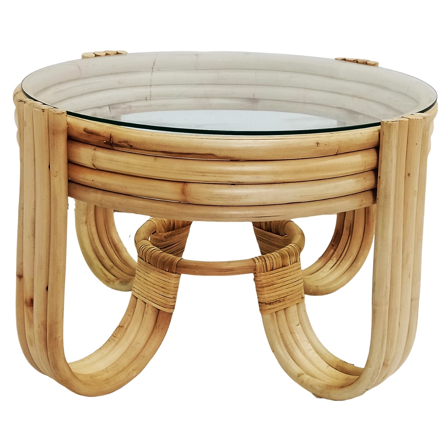 Cane Coffee Table with Glass Top | Prime Factory Outlet